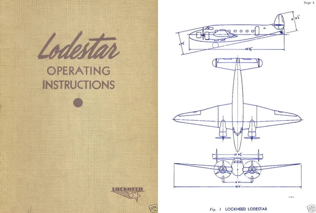 1940'S LODESTAR MODEL 18 MANUAL RARE Vintage Aircraft CD 1940's period ...
