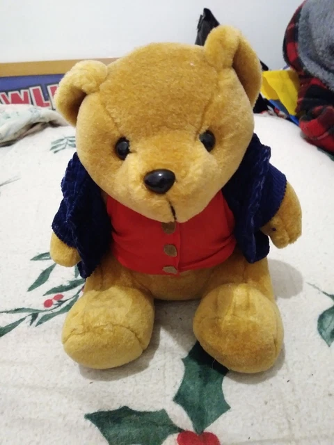 VINTAGE PMS TEDDY Bear In Blue Jacket Soft Toy 7" Sitting £2.50 ...