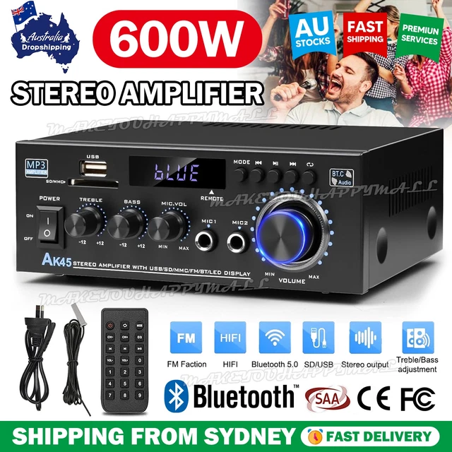 600W BLUETOOTH STEREO Amplifier Amp HIFI Audio Radio 2CH USB AUX FM Car ...