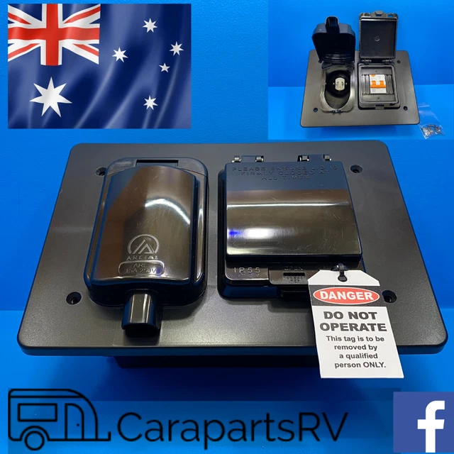 RCD & INLET Enclosure in Black. 240V 15A by Areial CES (Meets AS/NZS ...