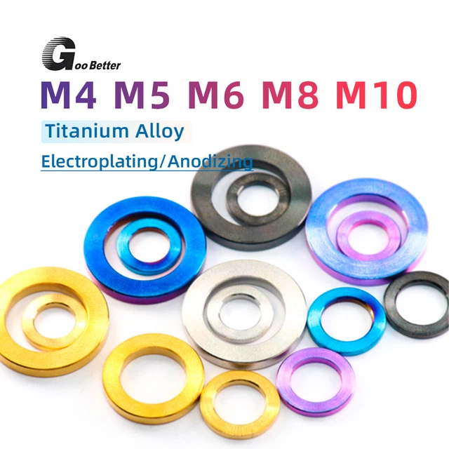 TITANIUM WASHERS M4 M5 M6 M8 M10 Colors Aerospace Grade 5 Ti Alloy Flat ...
