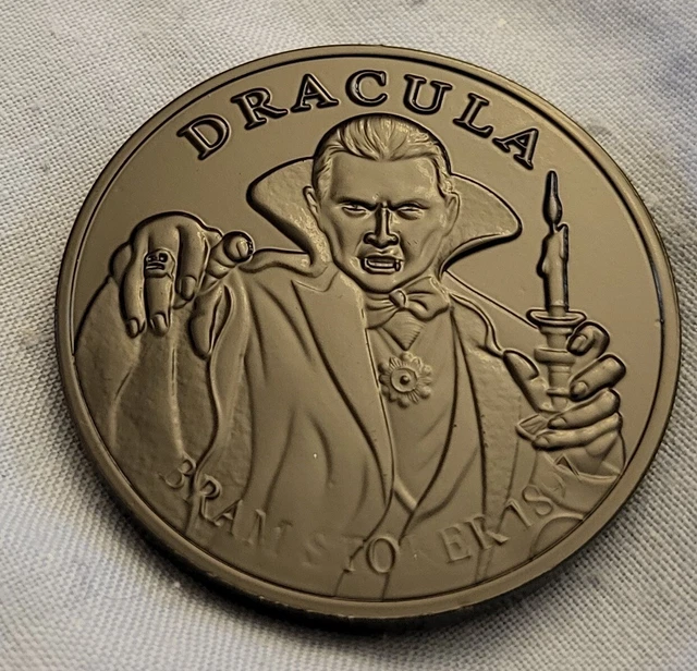 FRANKENSTEIN COUNT DRACULA Dark Black Silver Coin Castle Halloween ...