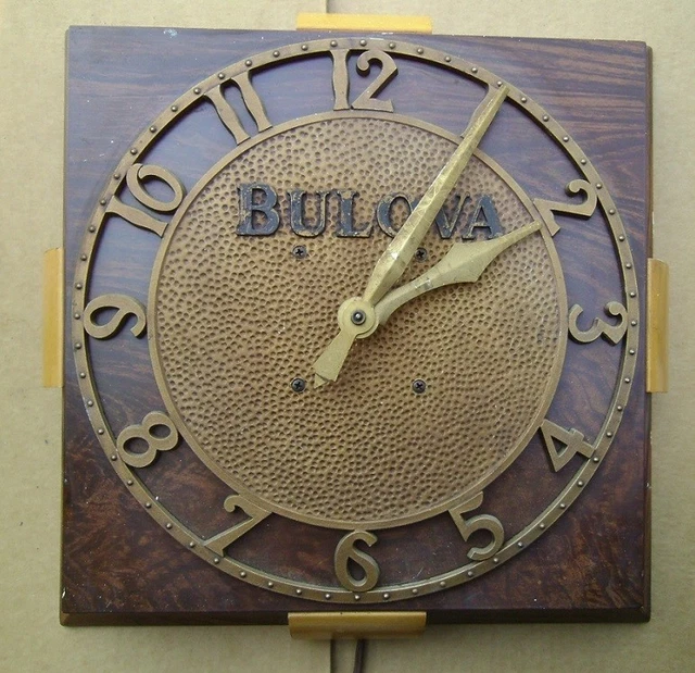 ANTIQUE BULOVA Metal Wall Clock Antique Vintage Clock NICE £192.94 ...