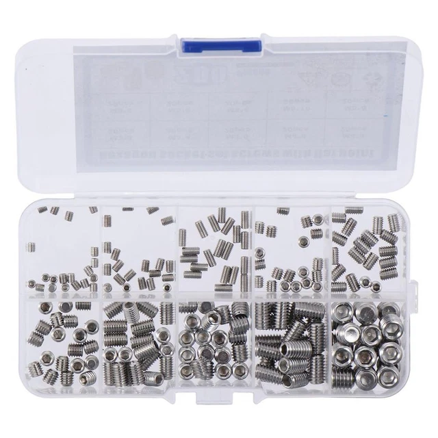 200PCS 10 SIZE Hex Grub Screw Assortment Kit M3-M8 Grub Screws Faucet ...