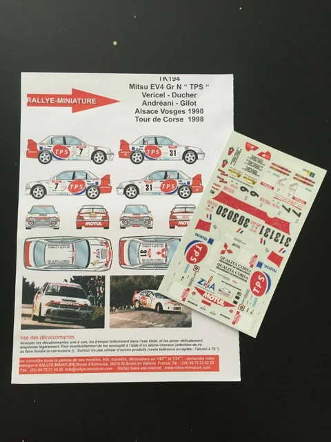 DECALS 1/43 MITSUBISHI Lancer Andreani Tour De Corse 1998 Rallye Rally ...