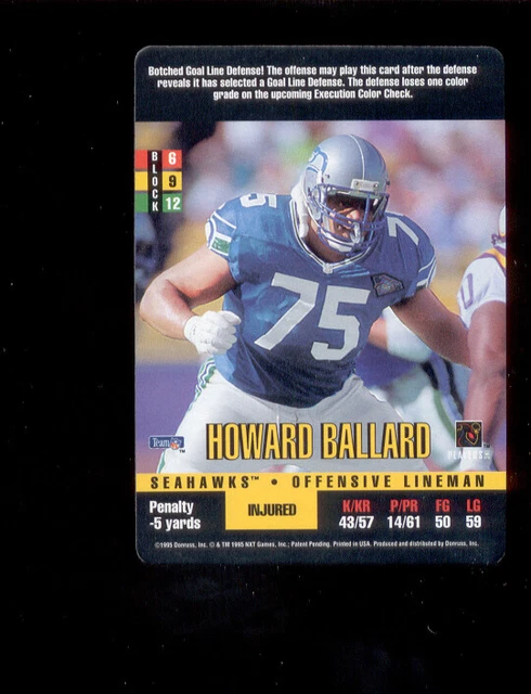 1995 DONRUSS RED Zone HOWARD BALLARD Seattle Seahawks impression ...