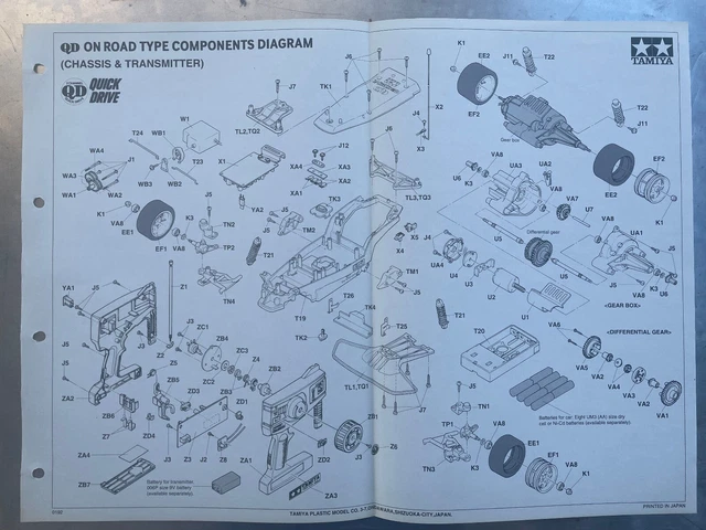 TAMIYA ORIGINAL EXPLODED Diagram from Tamiya Service guide Quick Drive ...