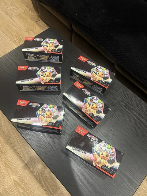 X6 EMPTY POKEMON Prismatic Evolutions Surprise Box w/ 28 Card Dividers ...