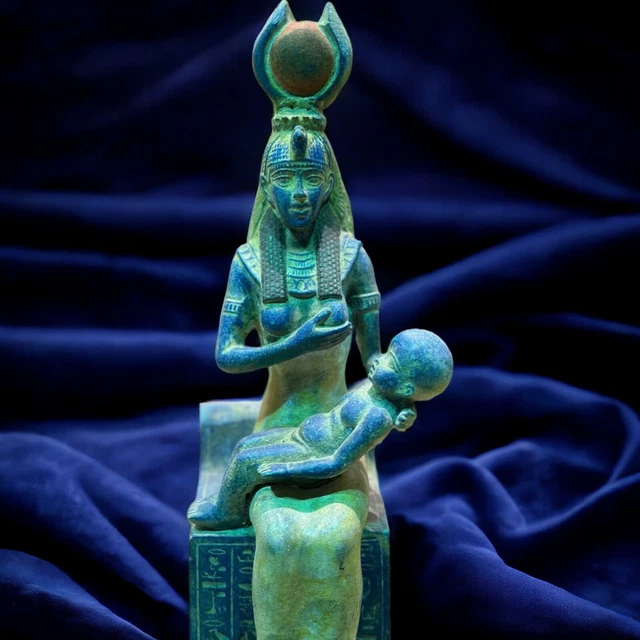 RARE ANCIENT EGYPTIAN Isis and Horus Statue - Authentic Handcrafted ...