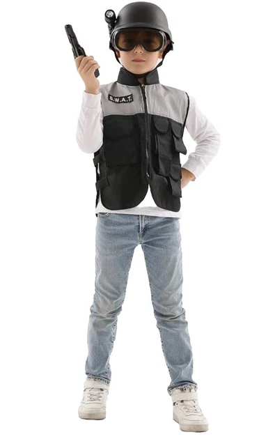 CHILDREN'S SWAT POLICE Military Cop World Book Day Fancy Dress Costume ...