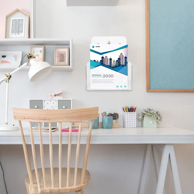 PAMPHLET HOLDER WALL Mount Document Booklet Desk Pamphlets Manager $43. ...