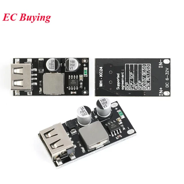 QC3.0 QC2.0 USB Buck Converter - Fast Charge Module 6-32V to 3V/5V/12V ...