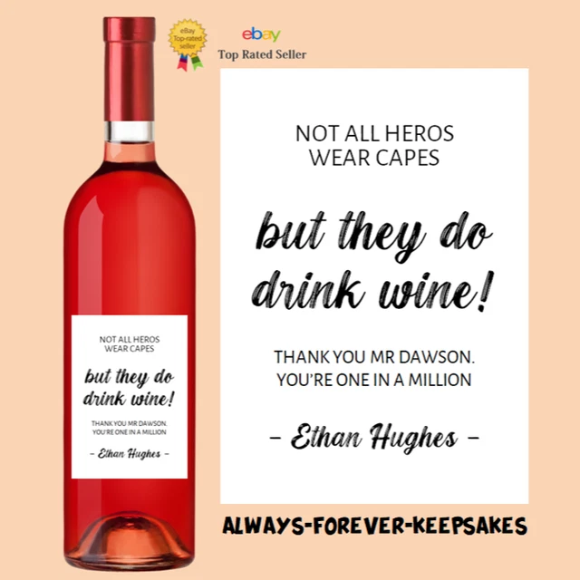 PERSONALISED FUNNY THANK You Teacher Bottle Label Sticker for Wine Gift ...