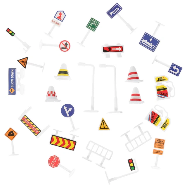 28 PCS TRAFFIC Sign Model Child Road Signs Toys Miniature Street Kids £ ...