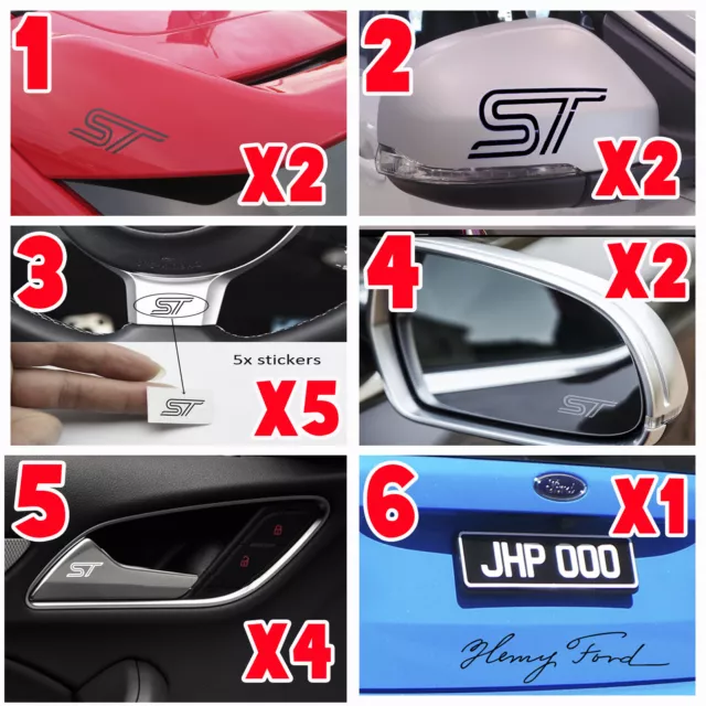 FORD ST LOGO CAR BUNDLE vinyl decal stickers bumper window spoiler wing ...