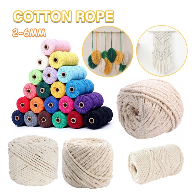 COTTON ROPE NATURAL Twisted Cord Craft Macrame Artisan Weaving Wire DIY ...