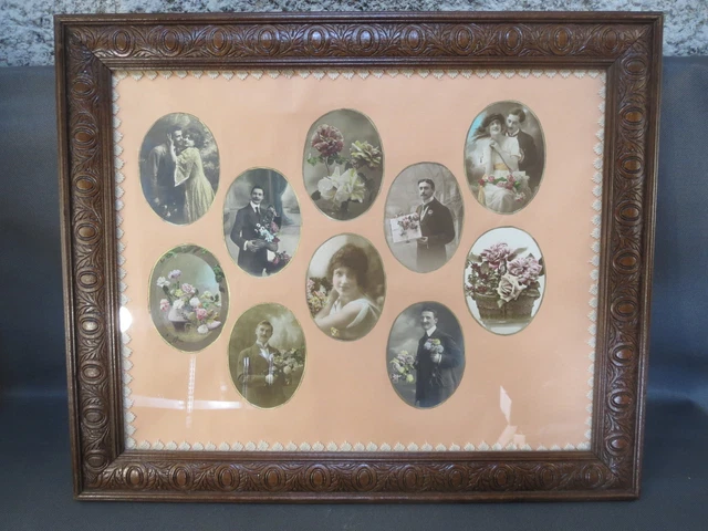 ANCIEN CADRE BOIS vintage et images cartes postales anciennes femmes ...