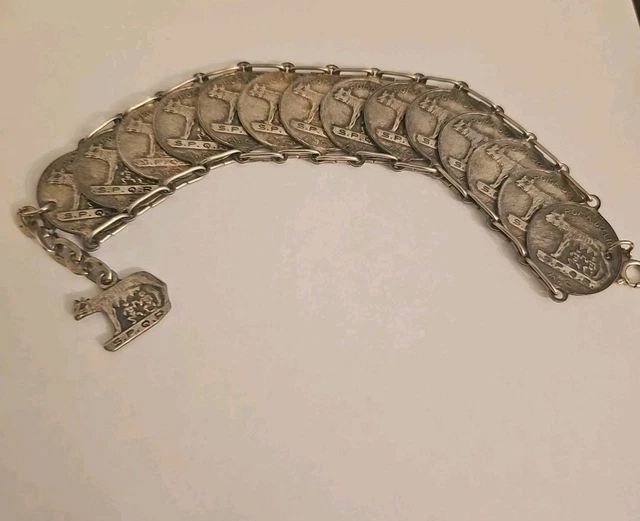 VINTAGE 1950'S ROME Roman SPQR Silver Coin Tourist Bracelet £14.99 ...
