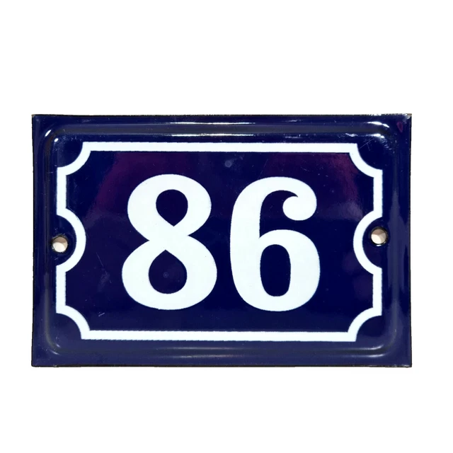 VINTAGE FRENCH BLUE house address number enamel sign plaque 86 Paris ...