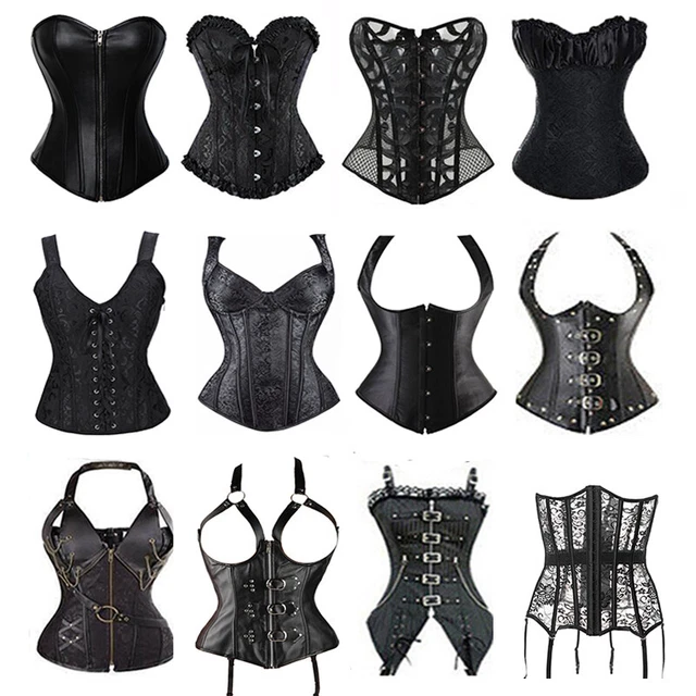 WOMEN BLACK LACE Up Corset Top Bustier Body Shaper Waist Trainer ...