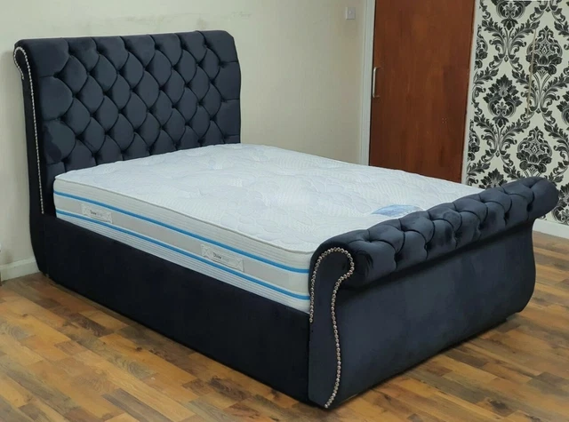 CHESTERFIELD - GAS Lift Ottoman storage /Sleigh bed- Double &king size ...