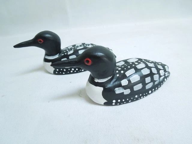 NORTH AMERICAN DIVER / Loon Bird Figurines Hand Painted Ceramic Set of ...