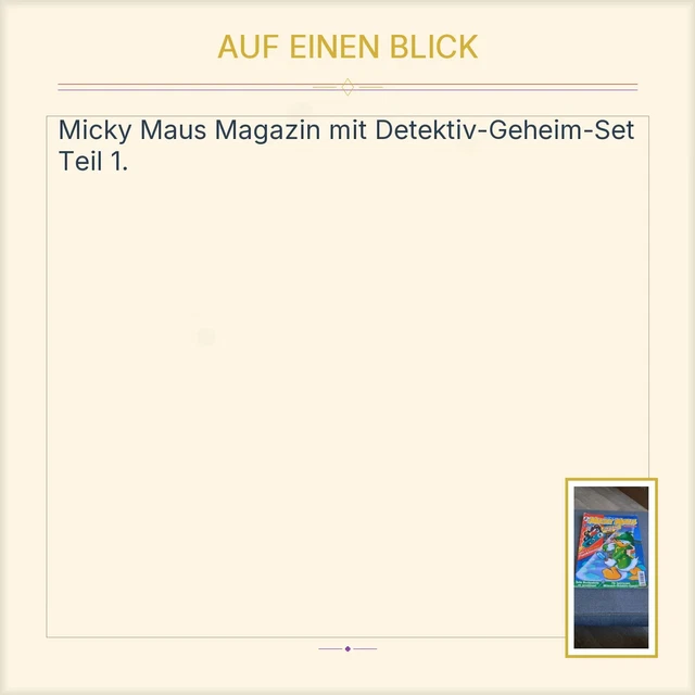MICKY MAUS MAGAZIN Detektiv-Geheim-Set Teil 1 Comic Deutsch Taschenbuch ...