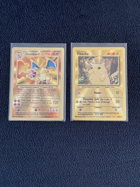 CHARIZARD AND PIKACHU Gold Metal Cards UPC Pokemon 25th Anniversary ...
