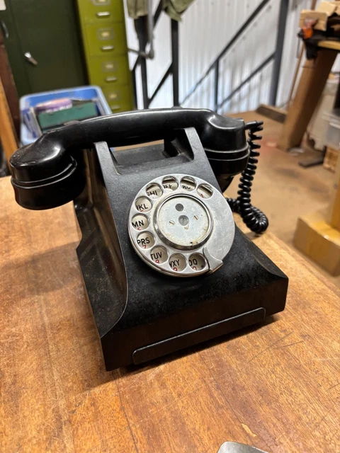 VINTAGE BLACK BAKELITE telephone which works and has been converted £75 ...