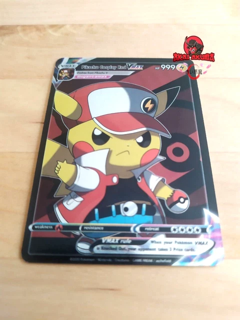 CARD POKÉMON CARTE Pikachu Cosplay Red Vmax Gigantamax Ultra Rare £5.45 ...