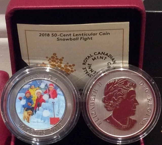 2018 SNOWBALL FIGHT 3D 50Cents 2/5OZ 35mm Specimen Canada Lenticular ...