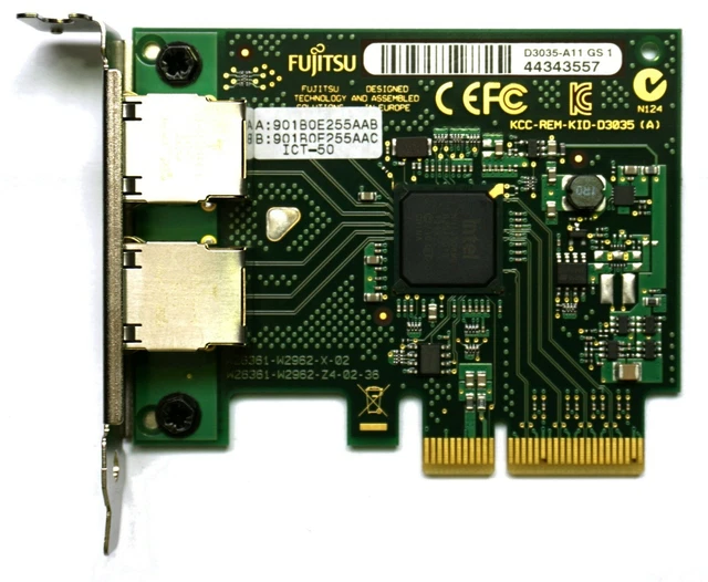 FUJITSU D3035-A11 DUAL-PORT PCIe x4 Gigabit Ethernet Network Card Low ...
