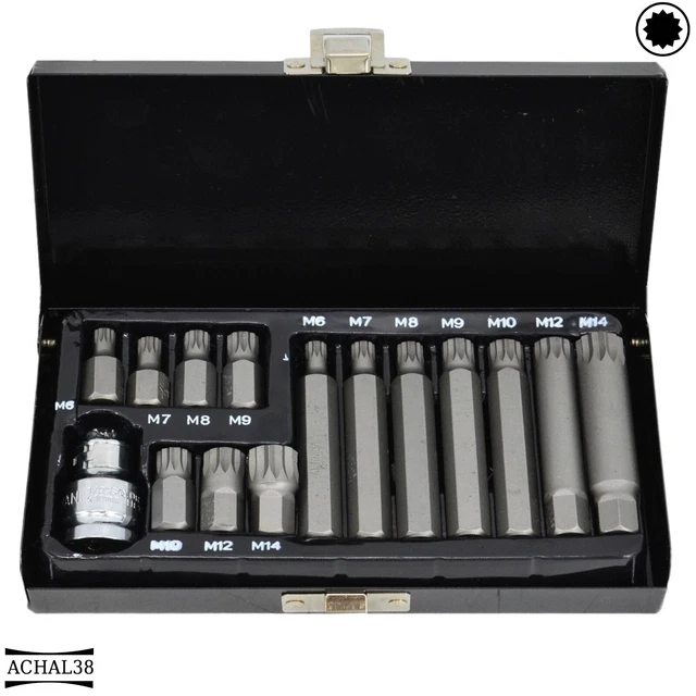 EMBOUTS SPLINE MALE Douilles a choc Xzn Cliquet 12 pans 1/2 Coffret ...