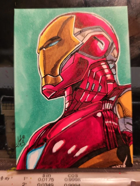 IRON-MAN MARVEL COMICS 1/1 dessiné à la main et signé PSC par l'artiste ...