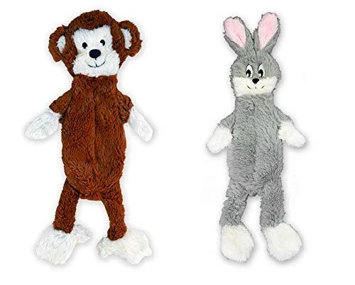 MONKEY-GREY RABBIT FLAT NO Stuffing NO Squeak Plush Dog Toy, MONKEY ...