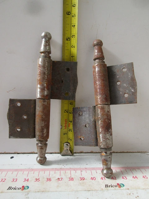 COPPIA VECCHI ANTICHI Cardini Cerniere In Ferro Per Mobili Infissi ...