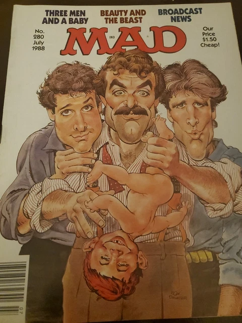 VINTAGE MAD MAGAZINE # 280 July 1988 Three Men and Baby Front Cover £7. ...