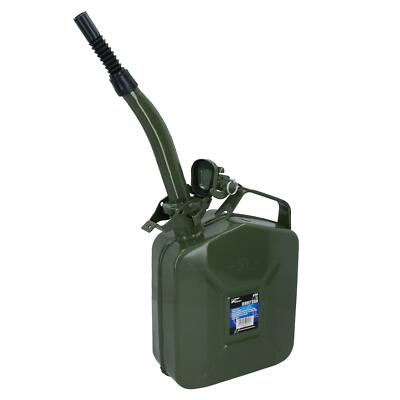 5 LITRES METAL Fuel Jerry Can Storage Container + Flexible Fuel Spout ...