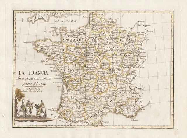 FRANCE GOUVERNEMENTS 1789 Carte Map Borghi 1794 EUR 87,34 - PicClick FR