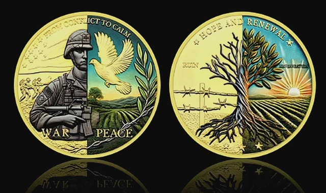 WAR PEACE COIN Mental Health Struggles Conflicts Calm Tree Army Soldier ...