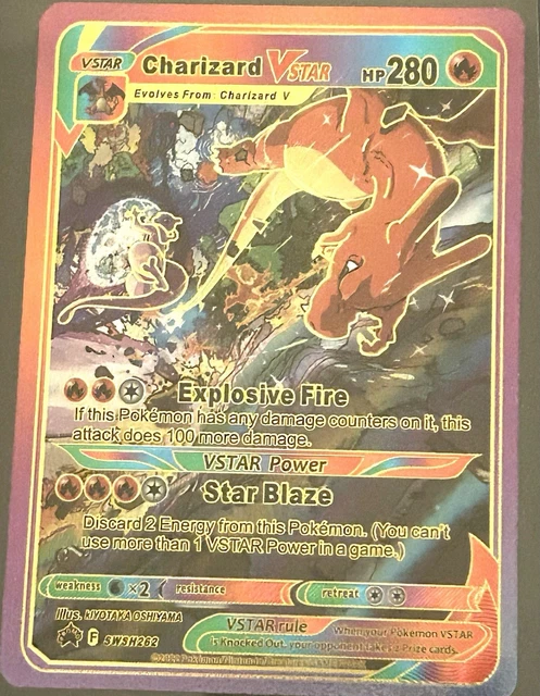 POKEMON CHARIZARD VSTAR GOLD Foil Fan Art Collector Card- 280 HP (NON ...