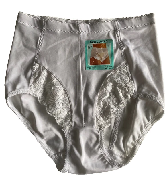 VINTAGE WHITE PANTY Girdle Waist 29" - 30" Light Control Pantie Briefs ...