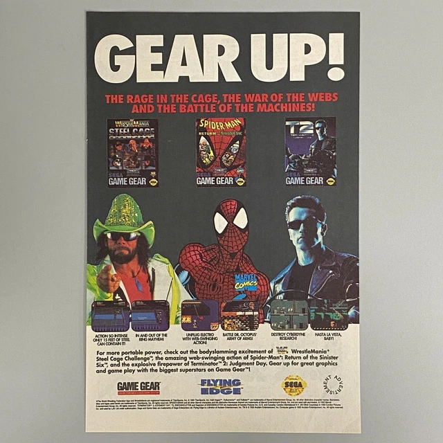 WRESTLEMANIA SPIDER-MAN T2 Terminator 2 Sega Jeu Gear 1993 Vintage ...
