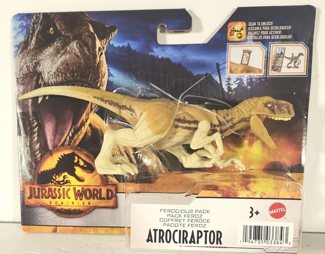 MATTEL JURASSIC WORLD Dominion Ferocious Pack Atrociraptor Dinosaur ...