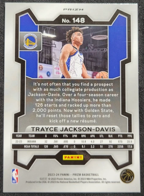 TRACE JACKSON-DAVIS 2023-2024 Panini Prizm Rouge Blanc Bleu Rc #148 ...