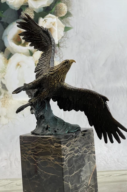 12& AMERICAN BALD Eagle statue Fly lanneret Eagle Bird hawk Bronze ...