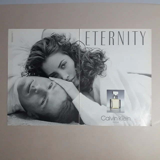 CALVIN KLEIN ETERNITY Perfume Original 1980s Double Page Paper Magazine ...