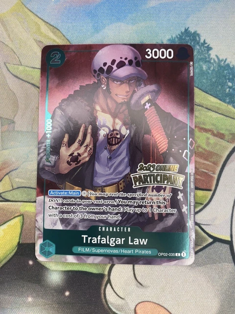 ONE PIECE TCG Trafalgar Law Alt Art Regional Online Participant OP02 ...