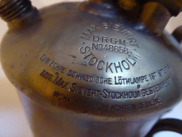 MAX SIEVERT LÖTLAMPE Bunsenbrenner Stockholm Benzoline Messing / orig ...