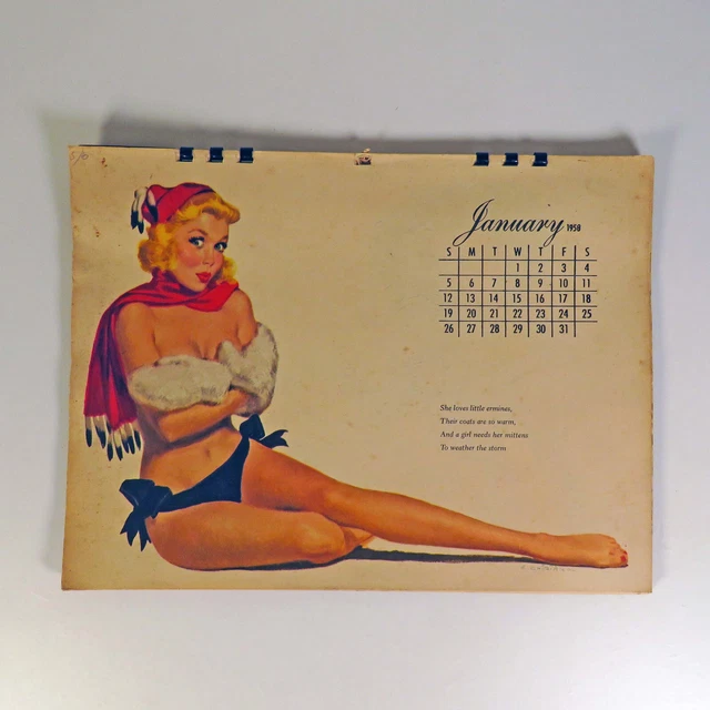 VINTAGE ORIGINAL 1958 ESQUIRE GIRL PIN-UP ART CALENDAR - COMPLETE £49.99 - PicClick UK